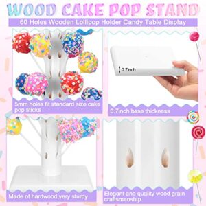 2 Pieces Cake Pop Stand 60 Hole Wooden Lollipop Holder Candy Table Display, Dessert Decorative for Wedding Baby Showers Birthday Anniversaries Party