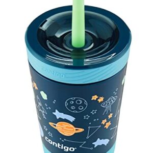 Contigo Kids Spill-Proof Tumbler with Leak-Proof Lid and Straw, 12oz Vacuum-Insulated Stainless Steel BPA-Free Water Bottle, Fits Most Cup Holders & Dishwasher Safe, Blue Raspberry Cosmos