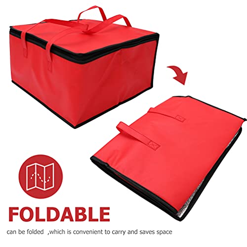 Cabilock Insulated Food Bag Pizza Delivery Bag Cake Packing Bag Insulated Grocery Shopping Bag for Camping Red