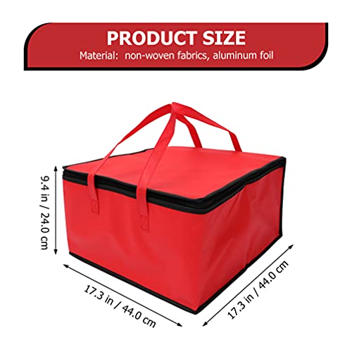 Cabilock Insulated Food Bag Pizza Delivery Bag Cake Packing Bag Insulated Grocery Shopping Bag for Camping Red