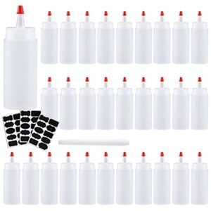 squeeze bottle, shekure 30pcs 4 oz premium food grade plastic bottles with squeeze top caps include 2 labels and 1 pen for icing cookie decorating sauces condiments arts crafts bpa free (x001)