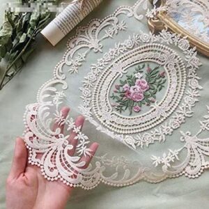 2Pack Retro Lace Placemats, French Crochet Doilies, Handmade Embroidered Table Mats, 12x16-in Beige Place Mats Cup Mat