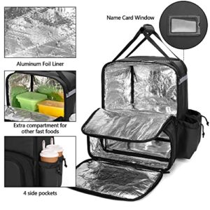 Trunab Expandable Food Delivery Backpack with 4 Cups Holder, 14” Pizza Delivery Bag with Support Boards, Insulated Delivery Bag with Reflective Strip for Bike Delivery, Uber Eats (Patent Design)