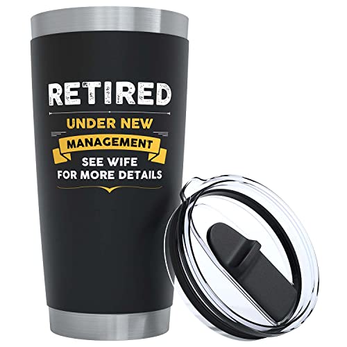 sourbear Retirement Gifts for Men – Retired Under New Management See Wife For Details - Retirement Party Decorations - Funny Retirement Gifts Ideas