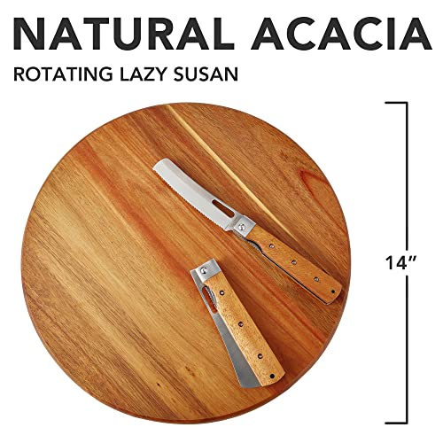 ORIDOM Acacia Wood Lazy Susan, Wood Turntable Tray Cabinet Organizer,14"