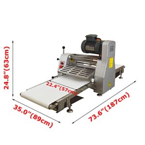 TECHTONGDA Commercial Dough Sheeter Pasta Roller Dough Press Machine Fondant Flattener Pizza Pastry Sheeter with 70.9x19.7 Conveyor Belt Bakery Equipment