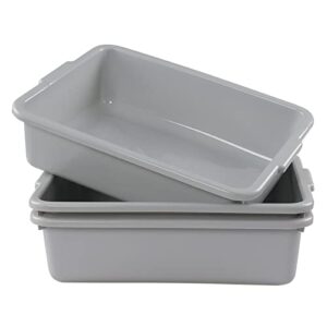 utiao 13 l commercial bus tub box, 3-pack dishpan basin tub, grey