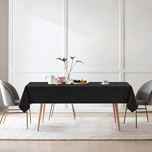 Romanstile 2 Pack Black Tablecloth 60 x 84 Inch, Rectangle Table Clothes for 4 Feet Tables - Stain and Wrinkle Resistant Washable Polyester Table Cover for Dining Table and Parties