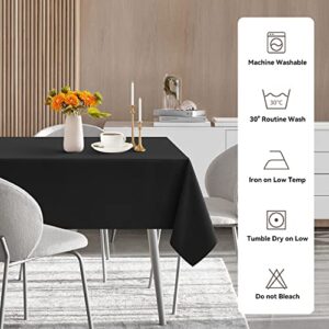 Romanstile 2 Pack Black Tablecloth 60 x 84 Inch, Rectangle Table Clothes for 4 Feet Tables - Stain and Wrinkle Resistant Washable Polyester Table Cover for Dining Table and Parties