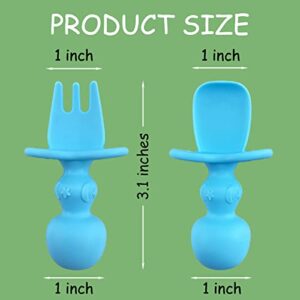 12 Pack Baby Utensils, Silicone Baby Spoons Self Feeding and Baby Forks, Toddler Utensils for Baby Led Weaning, Chewable Utensils First Stage