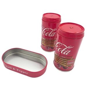 The Tin Box Company Coca Cola Salt and Pepper Set with Holder, Red (776817-12)