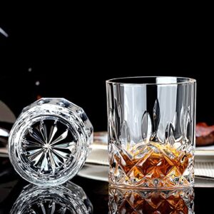 Claplante Drinking Glasses, 12 Piece Crystal Glass Cups, Mixed Glassware Set, 6 pcs Crystal Old Fashioned 11oz Highballs and 6 pcs 11oz Whiskey Glasses, Great for Cocktail, Whisky and other Beverages