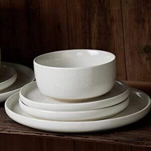 Famiware Plates and Bowls Set, 12 Pieces Dinnerware Sets, Dishes Set for 4, White