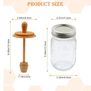 2pcs Wooden Mason Jar Honey Dippers - Honey Dipper Wooden Stick for Regular Mouth Mason Jars, Honey Spoon Mason Jar Honeycomb Lid for Regular Mouth 16 oz Mason, Ball Jars (ONLY Honey Dippers)