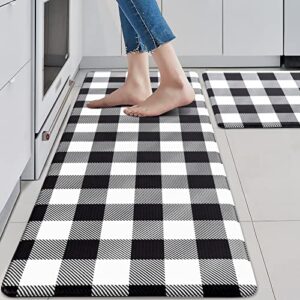 mayhmyo kitchen mats 2 pcs anti fatigue kitchen rugs non skid waterproof kitchen floor mat cushioned black and white kitchen rugs farmhouse comfort standing kitchen mats for floor, house, sink, office