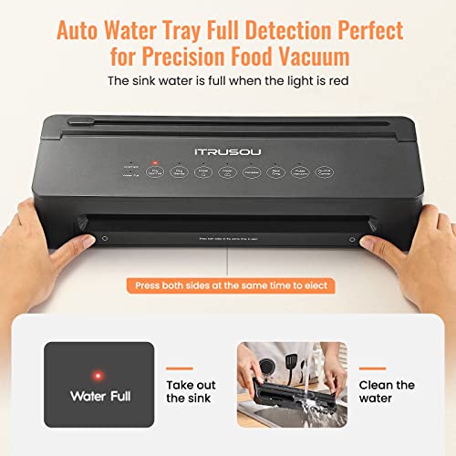 Automatic Vacuum Sealer Machine, ITRUSOU 95kPa Food Vacuum Sealer, Built-in Cutter 10 IN 1 Vacuum Air Sealing with 10PCS Free Bag