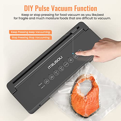 Automatic Vacuum Sealer Machine, ITRUSOU 95kPa Food Vacuum Sealer, Built-in Cutter 10 IN 1 Vacuum Air Sealing with 10PCS Free Bag