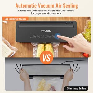 Automatic Vacuum Sealer Machine, ITRUSOU 95kPa Food Vacuum Sealer, Built-in Cutter 10 IN 1 Vacuum Air Sealing with 10PCS Free Bag