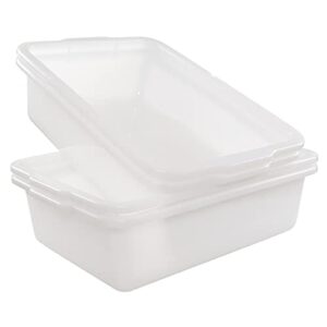 waikhomes 4-pack 35 l bus box, plastic utility bus tub, commercial dish pan, white