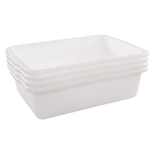 Waikhomes 4-Pack 35 L Bus Box, Plastic Utility Bus Tub, Commercial Dish Pan, White