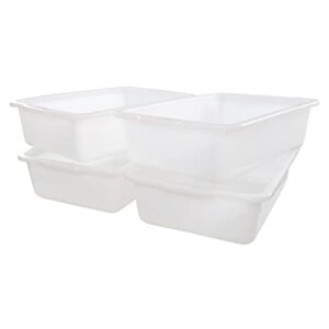 Waikhomes 4-Pack 35 L Bus Box, Plastic Utility Bus Tub, Commercial Dish Pan, White