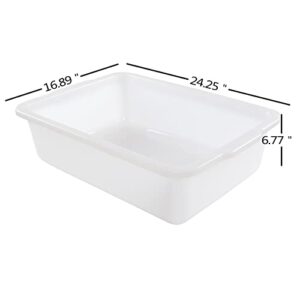 Waikhomes 4-Pack 35 L Bus Box, Plastic Utility Bus Tub, Commercial Dish Pan, White