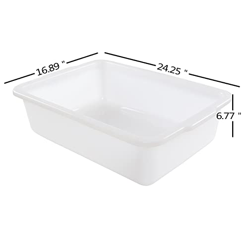 Waikhomes 4-Pack 35 L Bus Box, Plastic Utility Bus Tub, Commercial Dish Pan, White