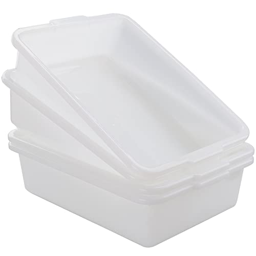 Parlynies 4-Pack 25 L Commercial Bus Box/Tote Box, Plastic Utility Bus Tub, White