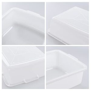 Parlynies 4-Pack 25 L Commercial Bus Box/Tote Box, Plastic Utility Bus Tub, White