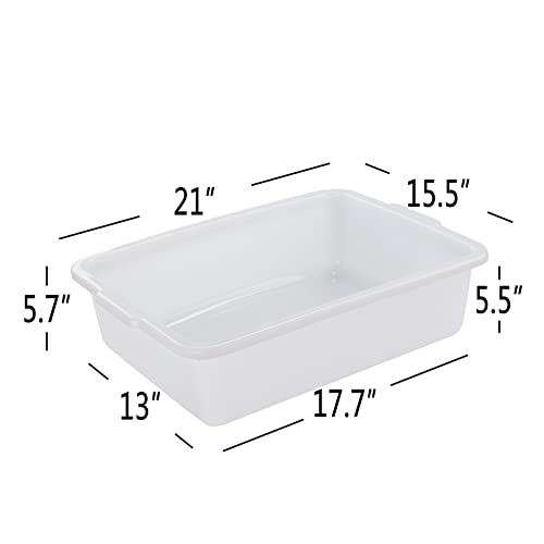 Parlynies 4-Pack 25 L Commercial Bus Box/Tote Box, Plastic Utility Bus Tub, White