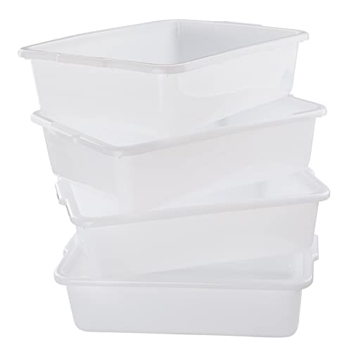 Parlynies 4-Pack 25 L Commercial Bus Box/Tote Box, Plastic Utility Bus Tub, White