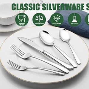 60 Piece Silverware Set for 12, Terlulu Stainless Steel Flatware Set, Heavy Duty Cutlery Utensil Include Forks Knives Spoons, Mirror Polished Tableware Set for Home Restaurant Party, Dishwasher Safe