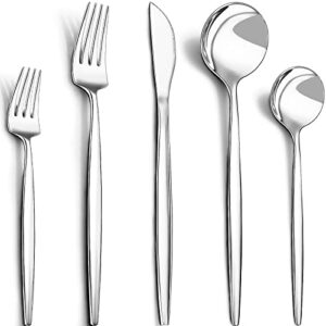 40-piece silverware set for 8, cekee stainless steel flatware cutlery set for home restaurant hotel apartment, kitchen utensils set included knife spoon and fork set- mirror polished & dishwasher safe