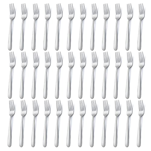 36 Pieces Dinner Forks Set (8 inch), Pleafind Forks Silverware, Stainless Steel Forks, Silverware Forks, Mirror Polished Fork Set, Small Forks for Home, Kitchen, Restaurant, Dishwasher Safe