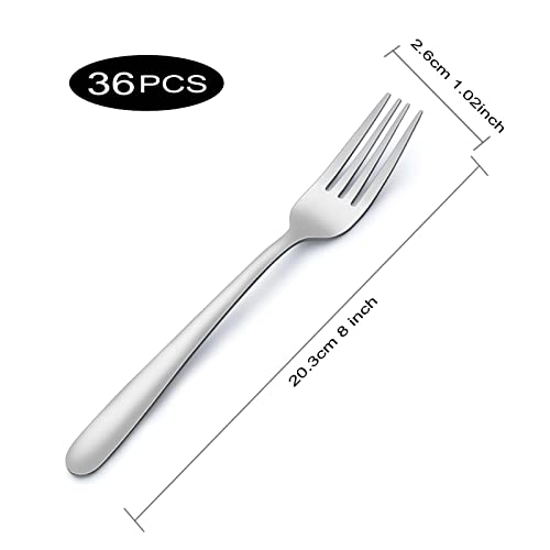 36 Pieces Dinner Forks Set (8 inch), Pleafind Forks Silverware, Stainless Steel Forks, Silverware Forks, Mirror Polished Fork Set, Small Forks for Home, Kitchen, Restaurant, Dishwasher Safe