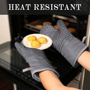 Oven Mitts and Pot Holders Set 6pcs, Kitchen Oven Glove,High Heat Resistant 550 Degree Extra Long Oven Mitts and Potholder with Non-Slip Silicone Surface for Cooking Baking Grilling…