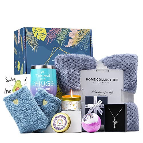 Get Well Soon Gifts for Women Care Package for Women Get Well Gift Basket with Flannel Throw Blankets