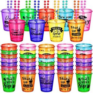 trnayi 27 pieces shot glass on beaded necklace plastic shot necklace cups naughty shot glass favors for adults and teens birthday gifts wedding party supplies, 9 styles