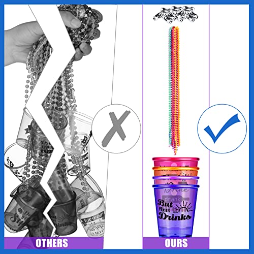 Trnayi 27 Pieces Shot Glass on Beaded Necklace Plastic Shot Necklace Cups Naughty Shot Glass Favors for Adults and Teens Birthday Gifts Wedding Party Supplies, 9 Styles