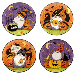 certified international halloween gnomes 9" salad/dessert plates, set ot 4, multicolor