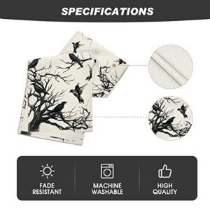 Artoid Mode Silhouette Tree Crows Halloween Table Runner, Branches Fall Kitchen Dining Table Decoration for Outdoor Home Party 13x72 Inch