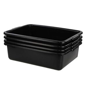 eudokkyna large commercial bus tubs, plastic dish bin set of 4, black, 24 liters