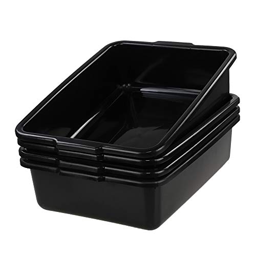 EudokkyNA Large Commercial Bus Tubs, Plastic Dish Bin Set of 4, Black, 24 Liters