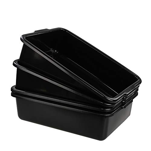 EudokkyNA Large Commercial Bus Tubs, Plastic Dish Bin Set of 4, Black, 24 Liters