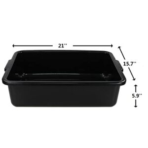 EudokkyNA Large Commercial Bus Tubs, Plastic Dish Bin Set of 4, Black, 24 Liters