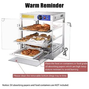 ZeHuoGe Commercial Food Warmer, Food Pizza Warmer, 20x20x24 3 Tire Countertop Display Case 750W 110V Pastry Heater Display Case for Buffet Restaurant (3 Tier)