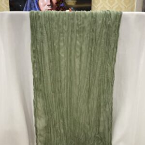 Cheesecloth Table Runner Terracotta 35x118in Wrinkle Gauze Table Runner 10ft for Wedding Party Decor Backdrop (SAGE Green)