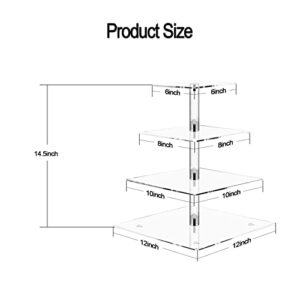 4 Tier Acrylic Cupcake Stand for 50 Cupcakes Dessert Tower with LED String - Square