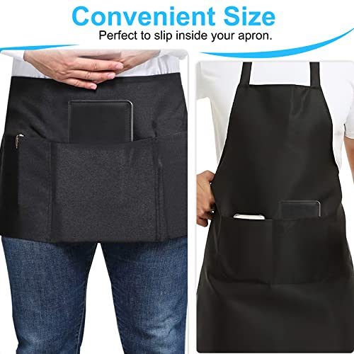 LINTRU Server Books for Waitress, Premium Pu Leather 5 x 8 Inch Servers Book with Zipper Pocket, Waitress Book Fit for Aprons, Check Presenters for Restaurants (Black)