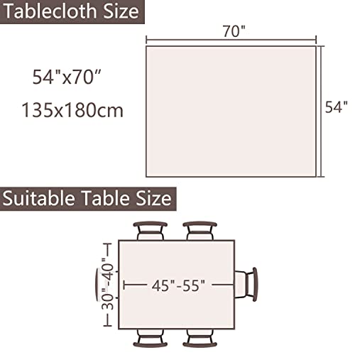 qiden Farmhouse Tablecloth Waterproof Rectangle Burlap Table Cloth, Cotton Linen Rustic Embroidery Fabric Table Cover for Indoor Outdoor Dinning Tabletop Decoration -d- 54" x 70", 4-6 Seats